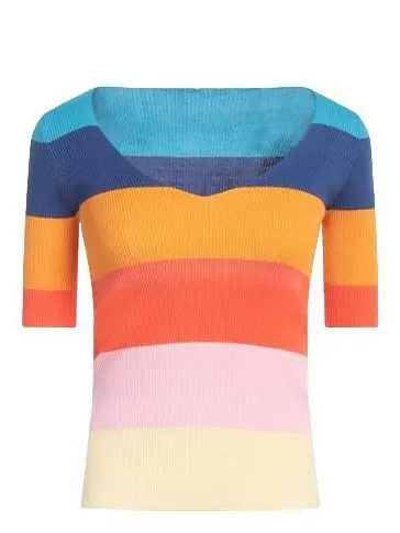 ROBERTO COLLINA Striped V-neck Sweater - Orange