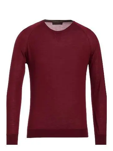 MOORER Taupe Wool, Silk, And Cashmere Crewneck Sweater - Red