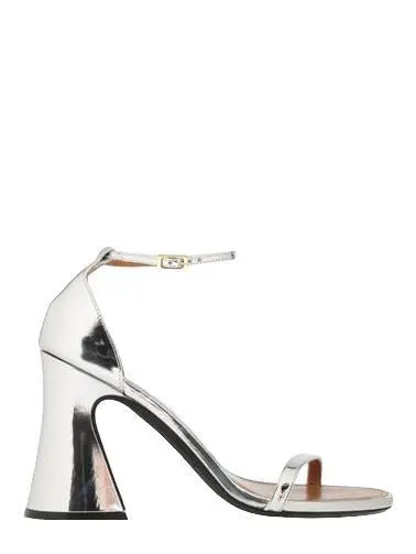 Marni Leather Ankle Strap Sandals - Silver