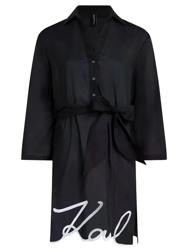 Karl Lagerfeld Dna Signature Sheer Beach Dress - Black