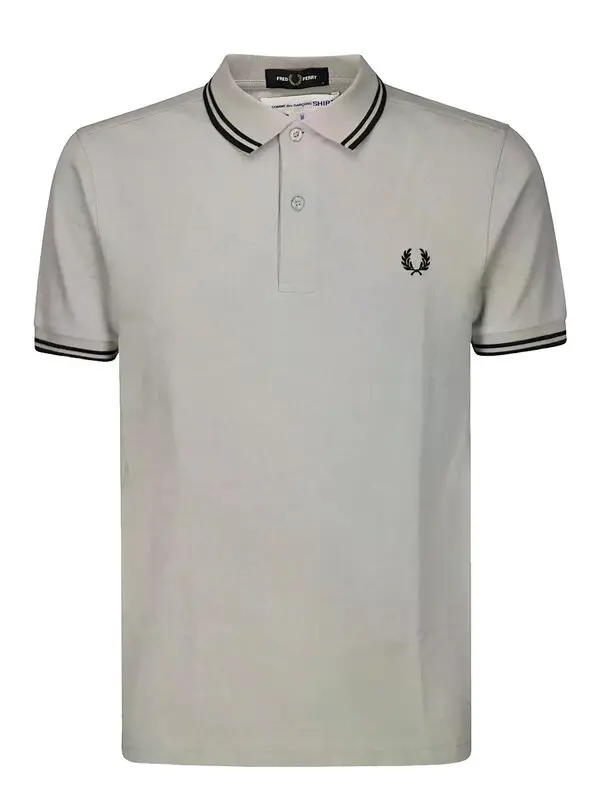 Comme Des Garçons X Fred Perry Logo-embroidered Polo Shirt - Grey