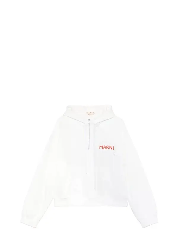 Marni Logo-patch Hoodie - White