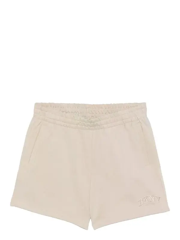 Dkny Logo-embroidered Track Shorts - Neutrals