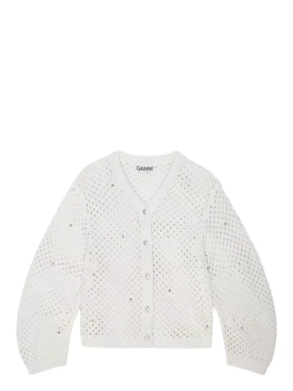 GANNI Open-knit Cardigan - White