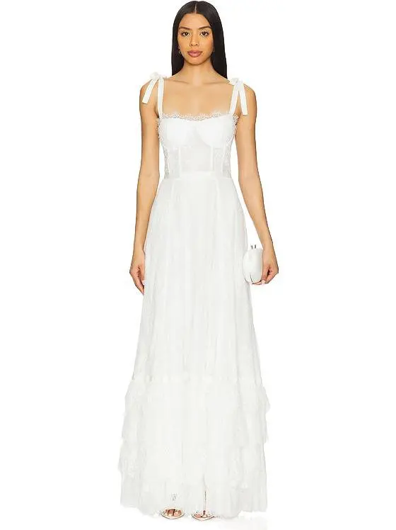V. CHAPMAN Harmony Gown - White Chantilly Lace