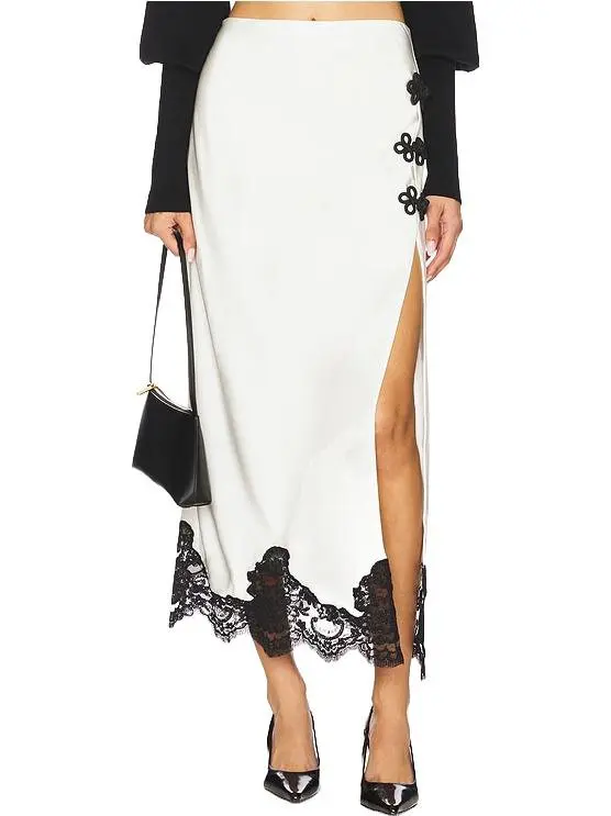 STONE COLD FOX X Camila Midi Skirt - Ivory & Black