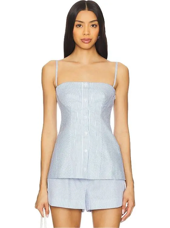 Simkhai Vivvy Bustier Top - Blue Hydrangea Stripe