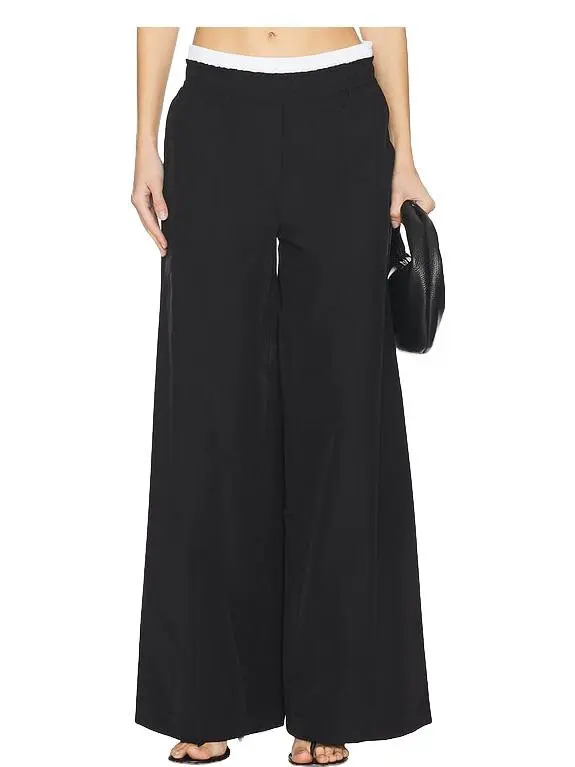 Simkhai Olly Double Waistband Wide Leg Pant - Black Multi