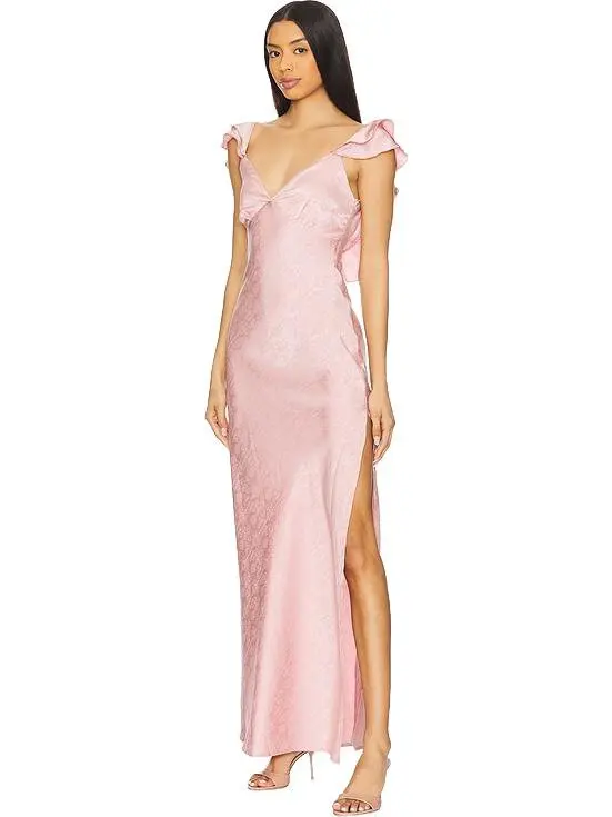MORE TO COME Becky Ruffle Maxi Dress - Dusty Pink