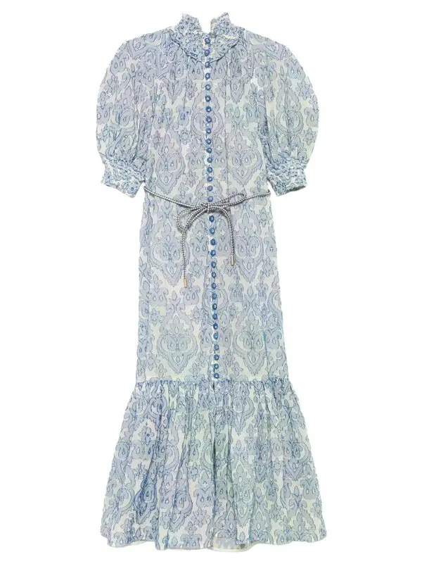 Zimmermann Wylie Lantern Midi Dress - Blue