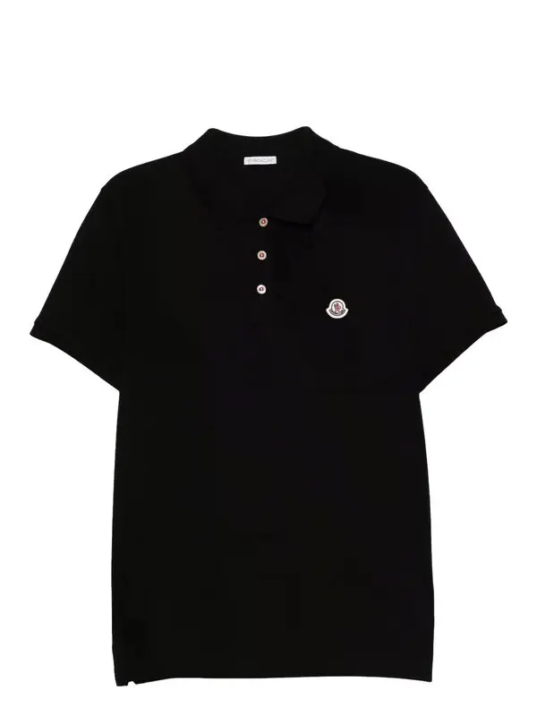 Moncler Logo-patch Cotton Polo Shirt - Black