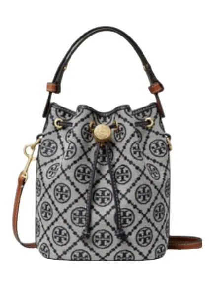 Tory Burch T Monogram Mini Bucket Bag - Navy Blue