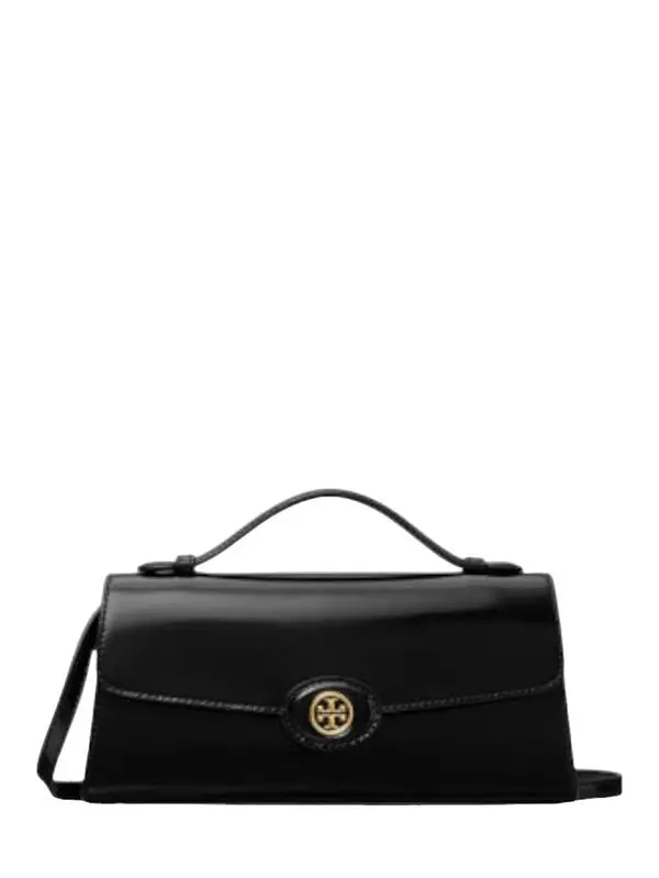 Tory Burch Robinson Spazzolato Top Handle Chain Wallet - Black