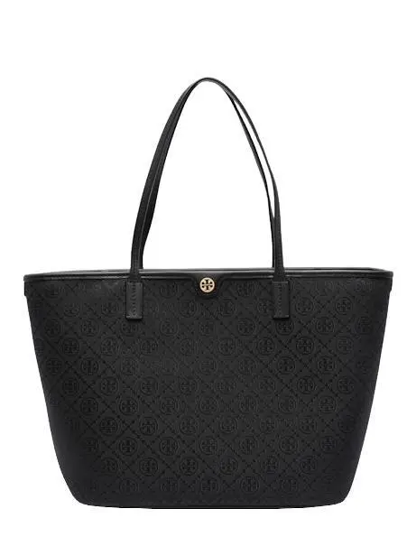 Tory Burch T Monogram Zip Tote - Black
