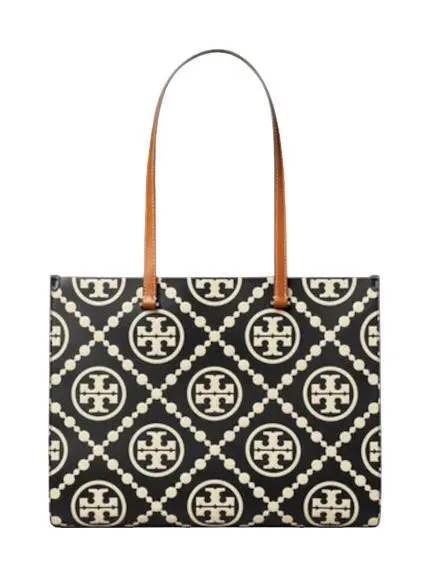 Tory Burch T Monogram Embossed Tote - Black/white