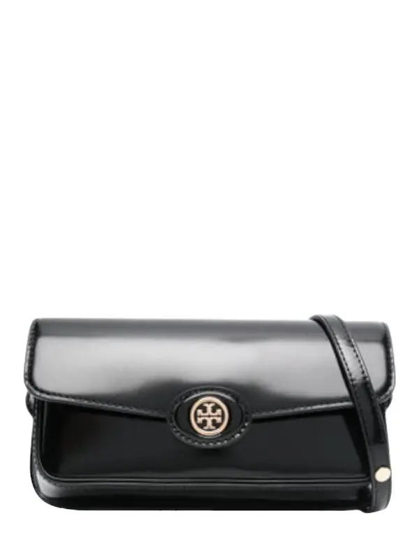 Tory Burch Robinson Spazzolato Rectangular Shoulder Bag - Black