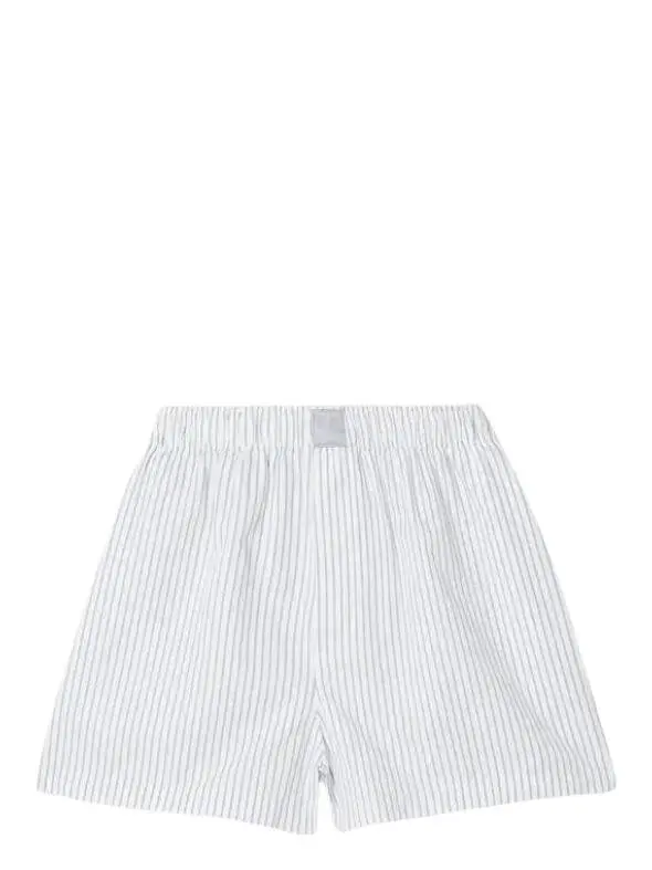 SKIMS Boxer Striped Cotton-poplin Shorts - Blue