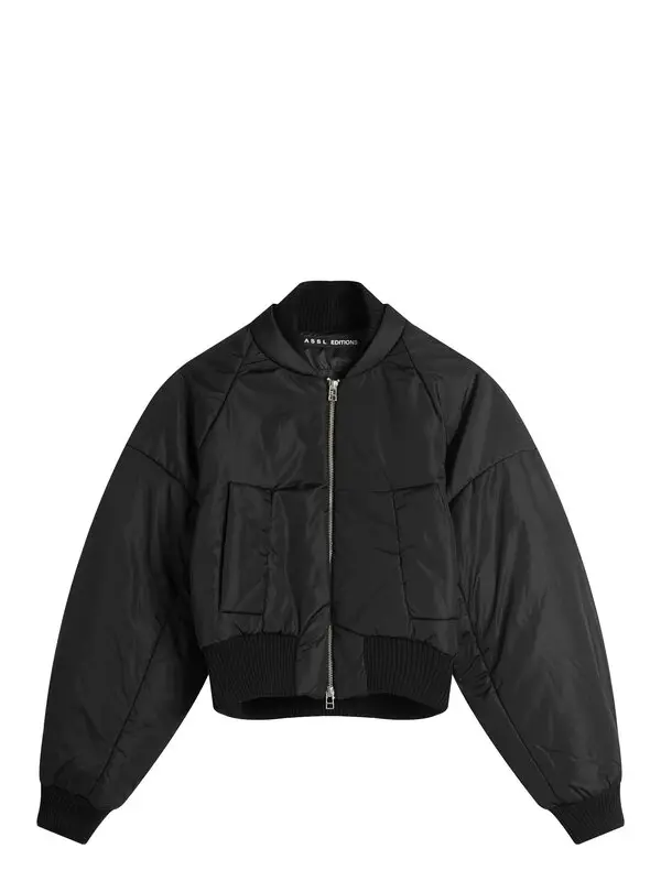 KASSL EDITIONS Cropped Bomber Jacket - Black