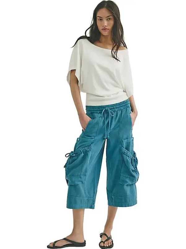 Free People We The Free Ashton Crop Cargo Pants - Azure