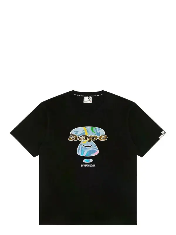 AAPE BY *A BATHING APE® Embroidered Cotton T-shirt - Black