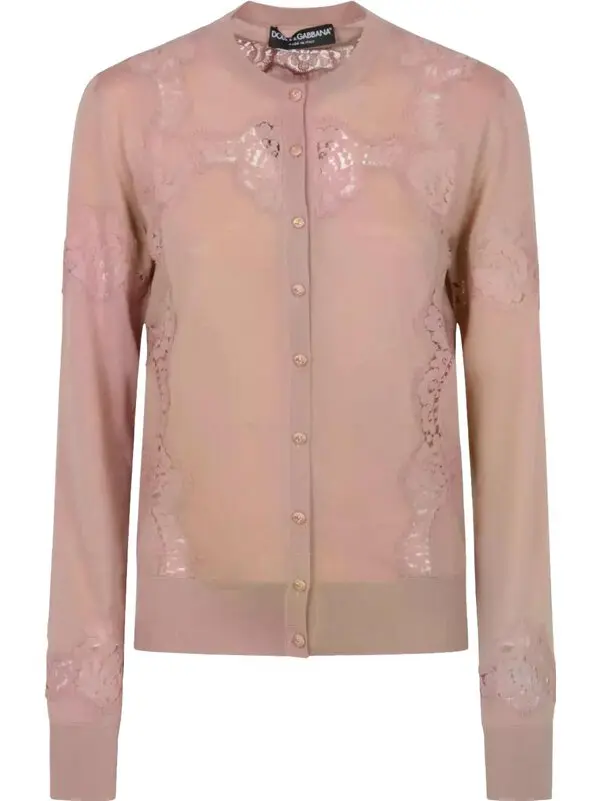 Dolce & Gabbana Cardigan With Lace Detailing - Pink