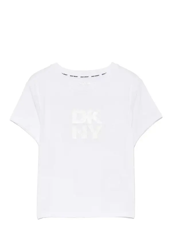 Dkny Foil-logo Cropped T-shirt - White