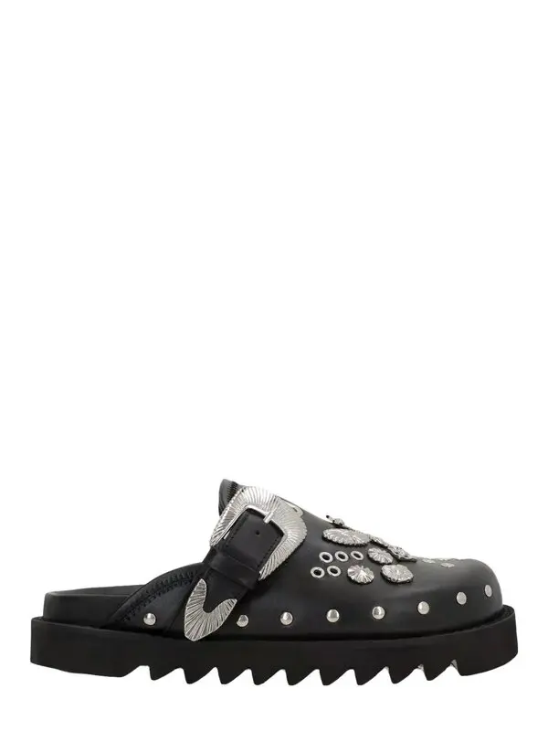 Toga Studded Leather Mules - Black