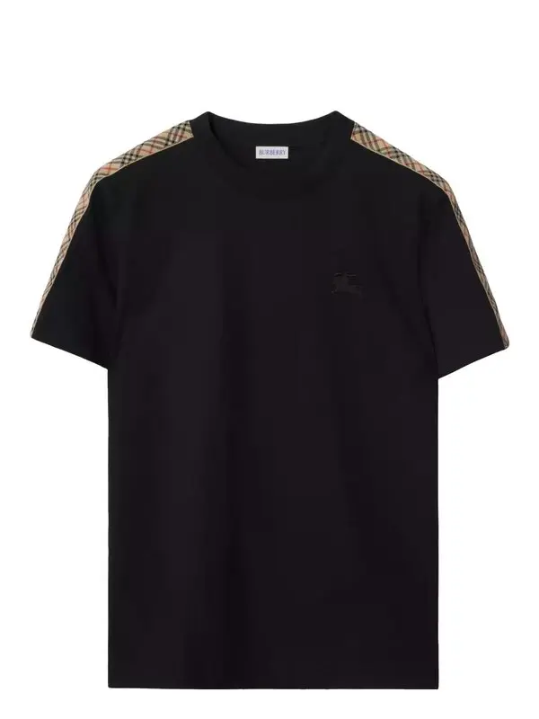 Burberry Checkered-trim Cotton T-shirt - Black