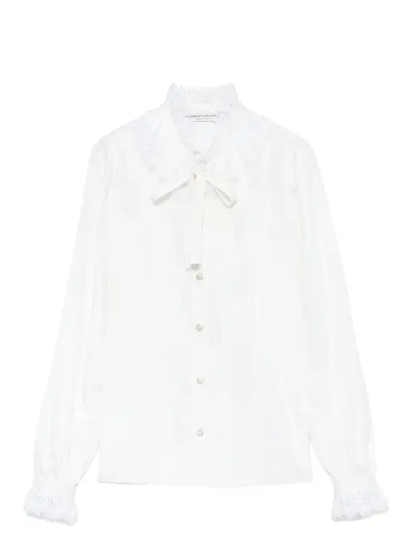 Alessandra Rich Silk Poplin Shirt - White