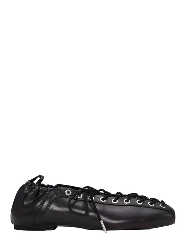 GANNI Lace-up Ballerinas - Black
