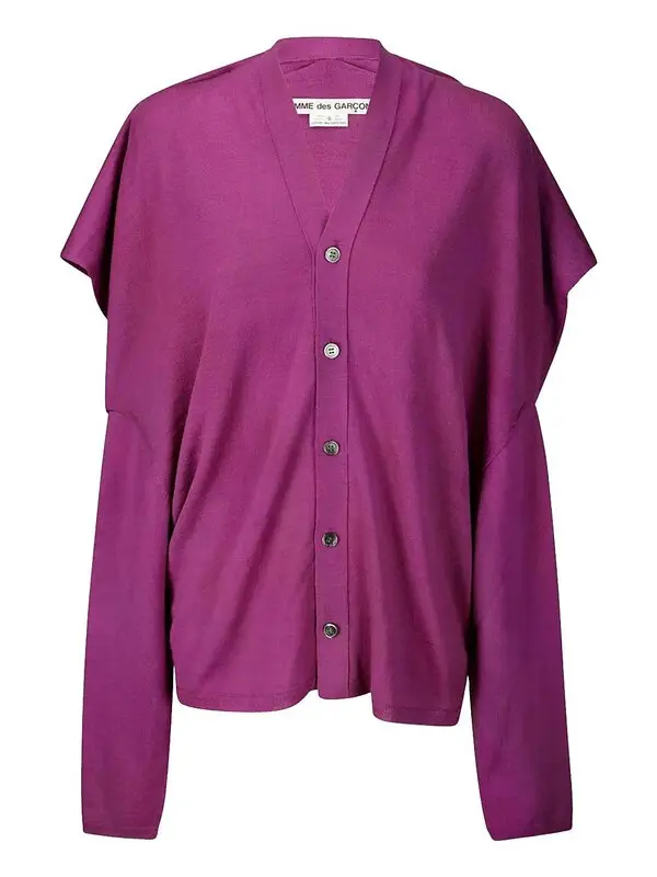 Comme Des Garçons Draped-trim Cardigan - Purple