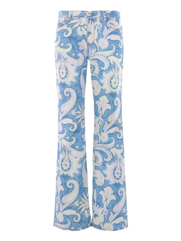 Etro Printed Straight-leg Jeans - White