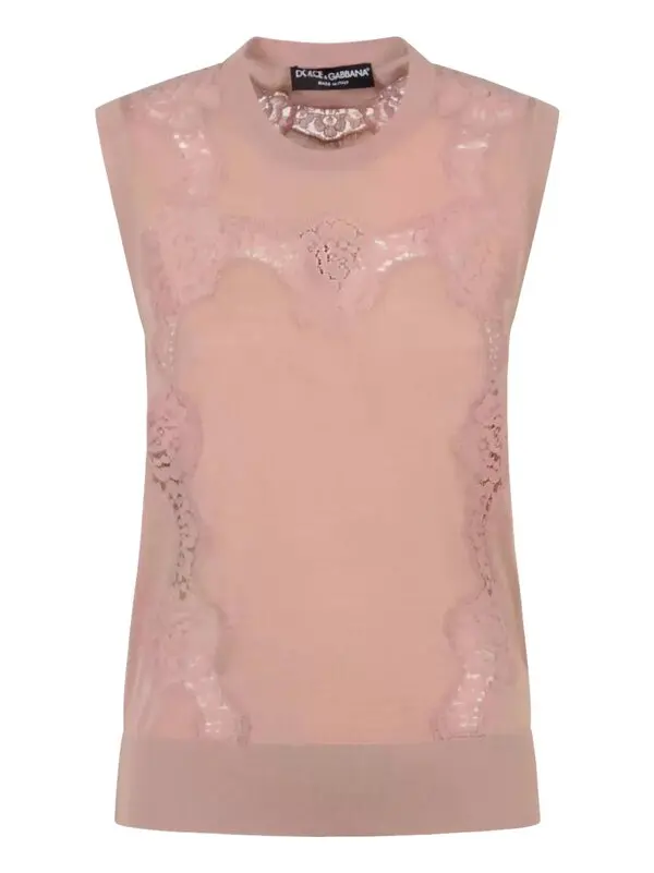 Dolce & Gabbana Lace Detailing Vest - Pink