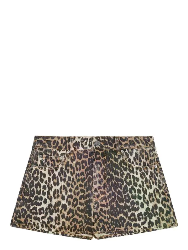 GANNI Leopard-print Shorts - Black
