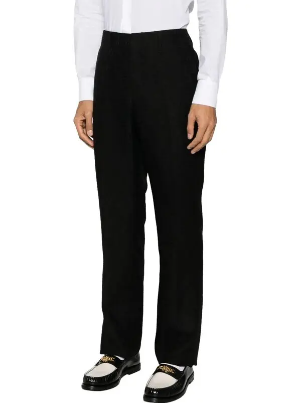 Fendi Ff Pattern" Linen Blend Trousers - Black