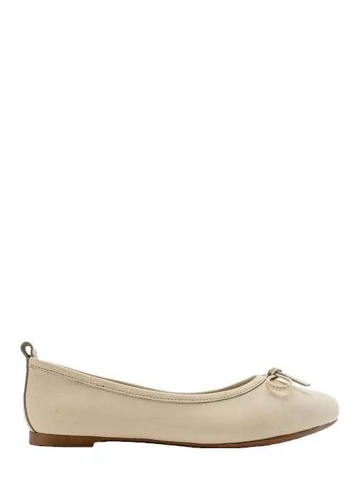 FOREVER & ALWAYS SHOES Florence Ballerina Flats - Beige Leather