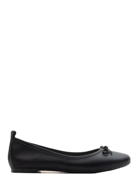 FOREVER & ALWAYS SHOES Florence Leather Ballerina Flats - Black Leather
