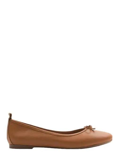 FOREVER & ALWAYS SHOES Florence Ballerina Flats - Cognac Brown Leather