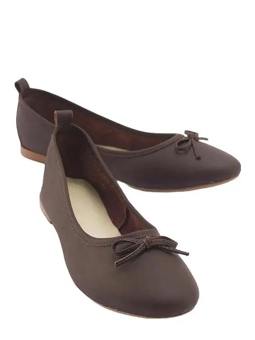FOREVER & ALWAYS SHOES Florence Ballerina Flats - Dark Brown Leather
