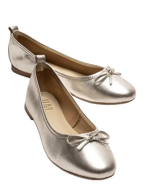 FOREVER & ALWAYS SHOES Florence Leather Ballerina Flats - Silver