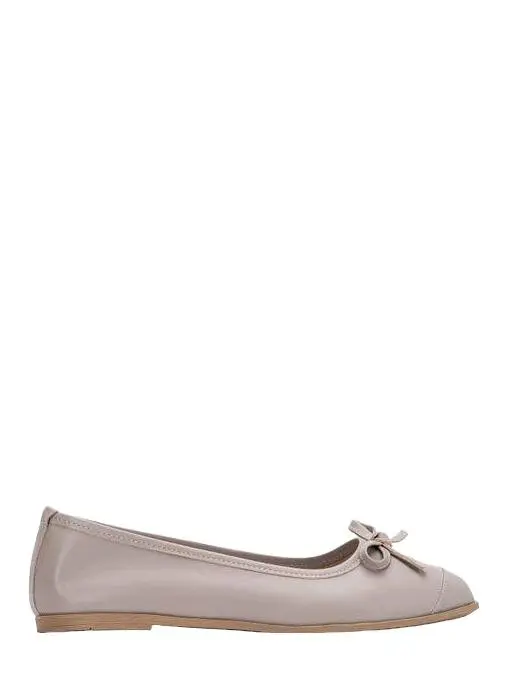 FOREVER & ALWAYS SHOES Brooklyn Ballerina Flats - Dark Beige Leather