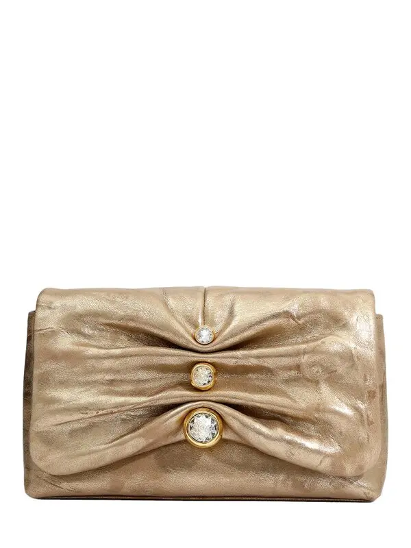 Alexis Bittar Ruched Crystal Clutch - Antique Gold