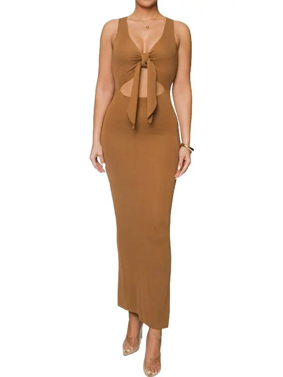 JLUXLABEL Adrienna Sleeveless Maxi Sweater Dress - Brown