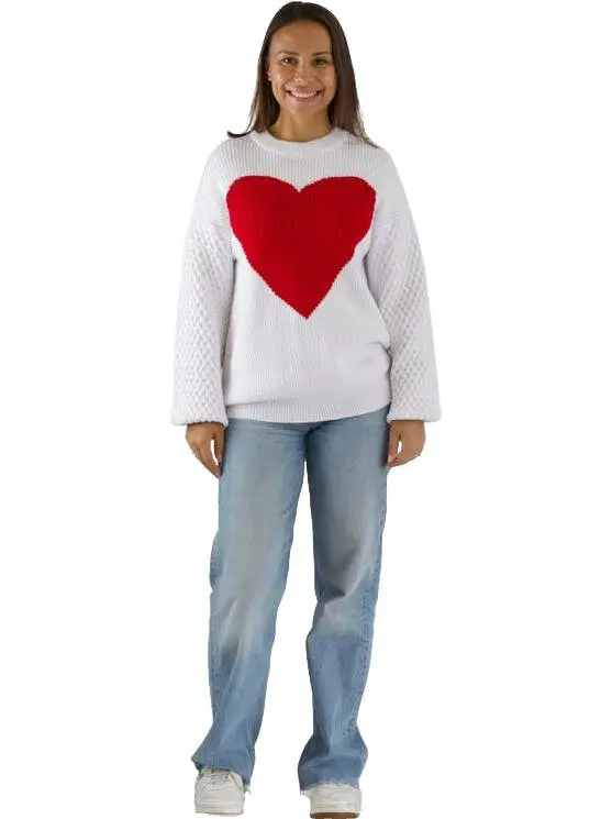 MIA BELLE GIRLS Heart Sweater - White