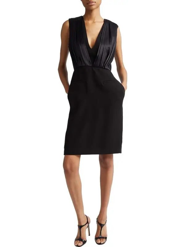 Max Mara Vittor Pleated Overlay Cady Dress - Black