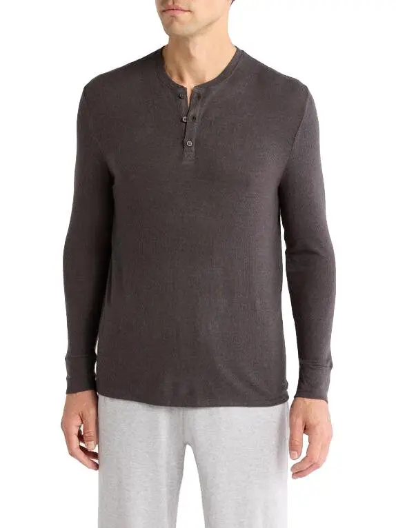 Tommy John Long Sleeve Henley Lounge Shirt - Charcoal Heather