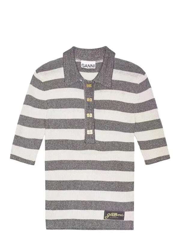 GANNI Striped Top - Grey