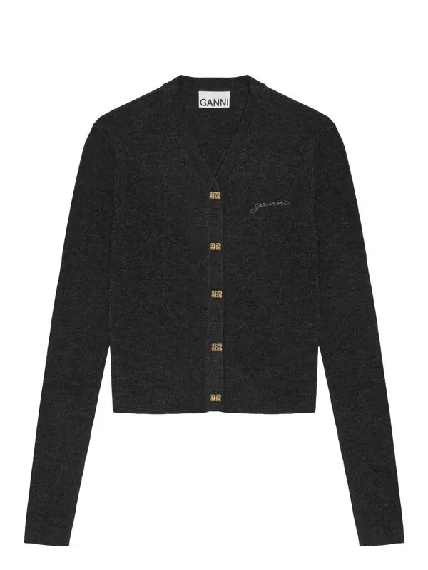 GANNI - GANNI Logo-Embroidered Cardigan