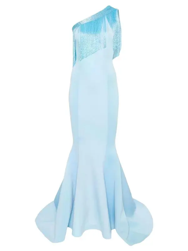 AAVVA One-shoulder Fringe Gown - Blue