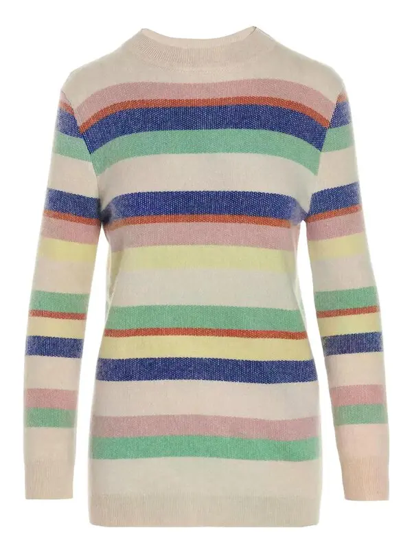 MIXIK Striped Pullover Sweater - Neutrals